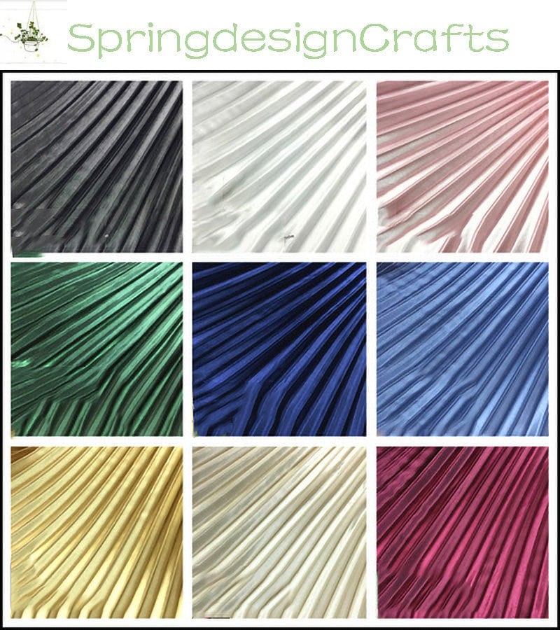 Pleated Satin Fabric by the Yard: Solid Color Dress Material, Fashion ...