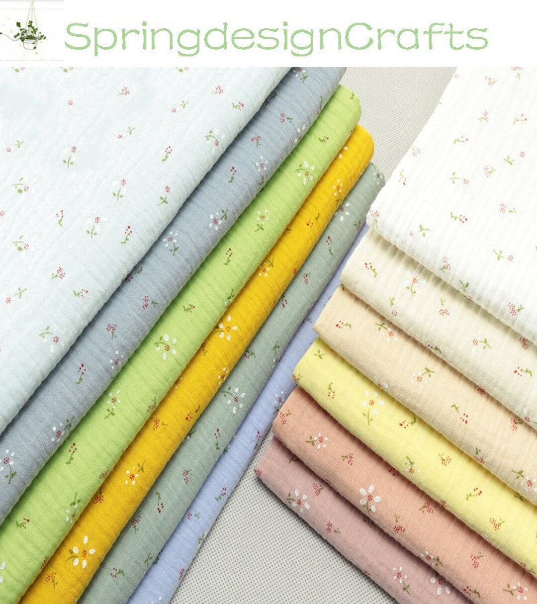 Flower Gauze Fabric, 100% Cotton Double Gauze Fabric, Print Flower ...