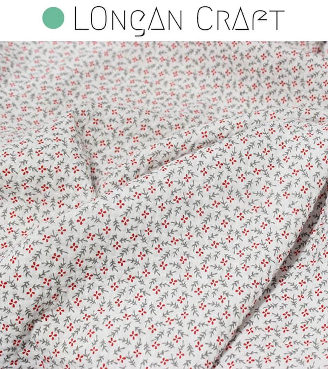 Floral Gauze Fabric, Red Flowers Leaves Double Cotton Gauze, Crinkled ...