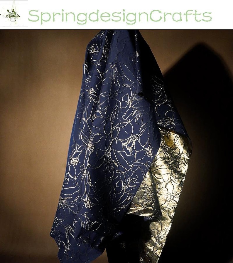 Floral Gold Thread Jacquard Fabric: 3D Textured Sewing Craft Fabric ...