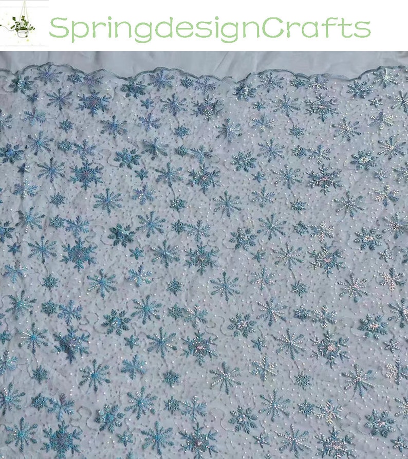 Snowflake Sequin Fabric Embroidered Snowflake Mesh Fabric - Etsy