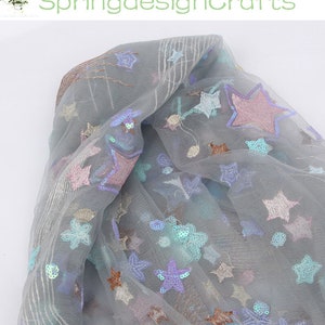 Star Sequin Tulle, Glitter Embroidery Sequin Star Tulle Fabric ...