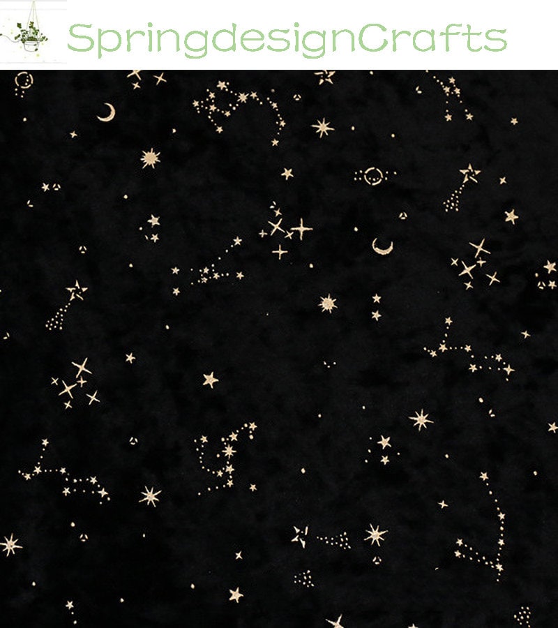 Star Velvet Fabric: Glitter Starry Sky Meteor, Black Blue DIY Material ...