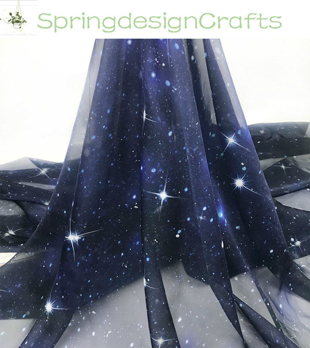 Star Tulle, Glitter Star Chiffon Fabric, Blue Print Star Chiffon Tulle ...