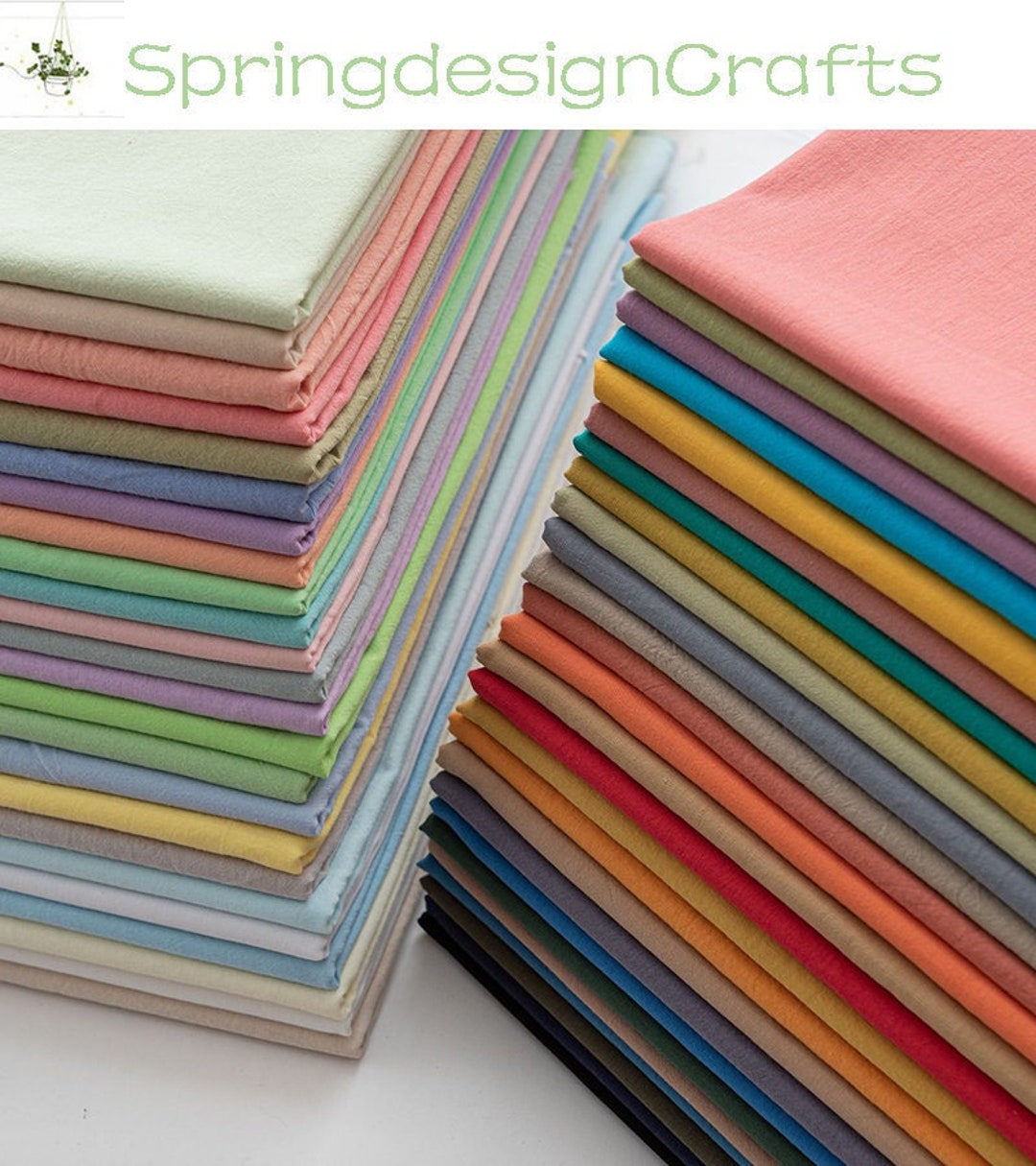 Washed Cotton Fabric: Solid Color 120GSM Plain Weave, DIY Sewing ...