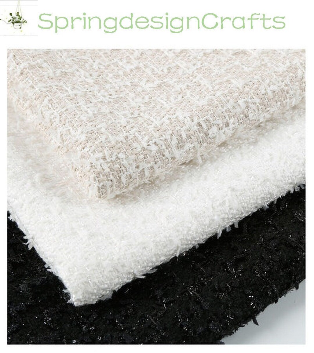 Tweed Fabric, Thick Winter Tweed Fabric, White Black Tweed Fabric ...