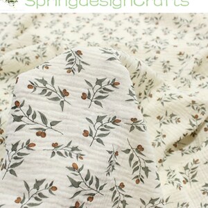 Gauze Fabric Prints, Plant Leaves Double Crinkled Fabric, Baby Cotton ...
