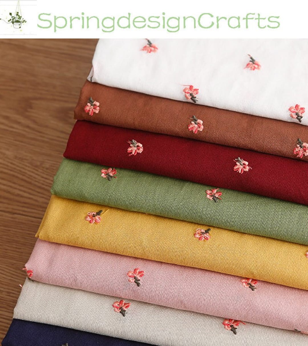 Embroidered Cotton Fabric by the Yard, Flower Embroidered Ramie Cotton ...