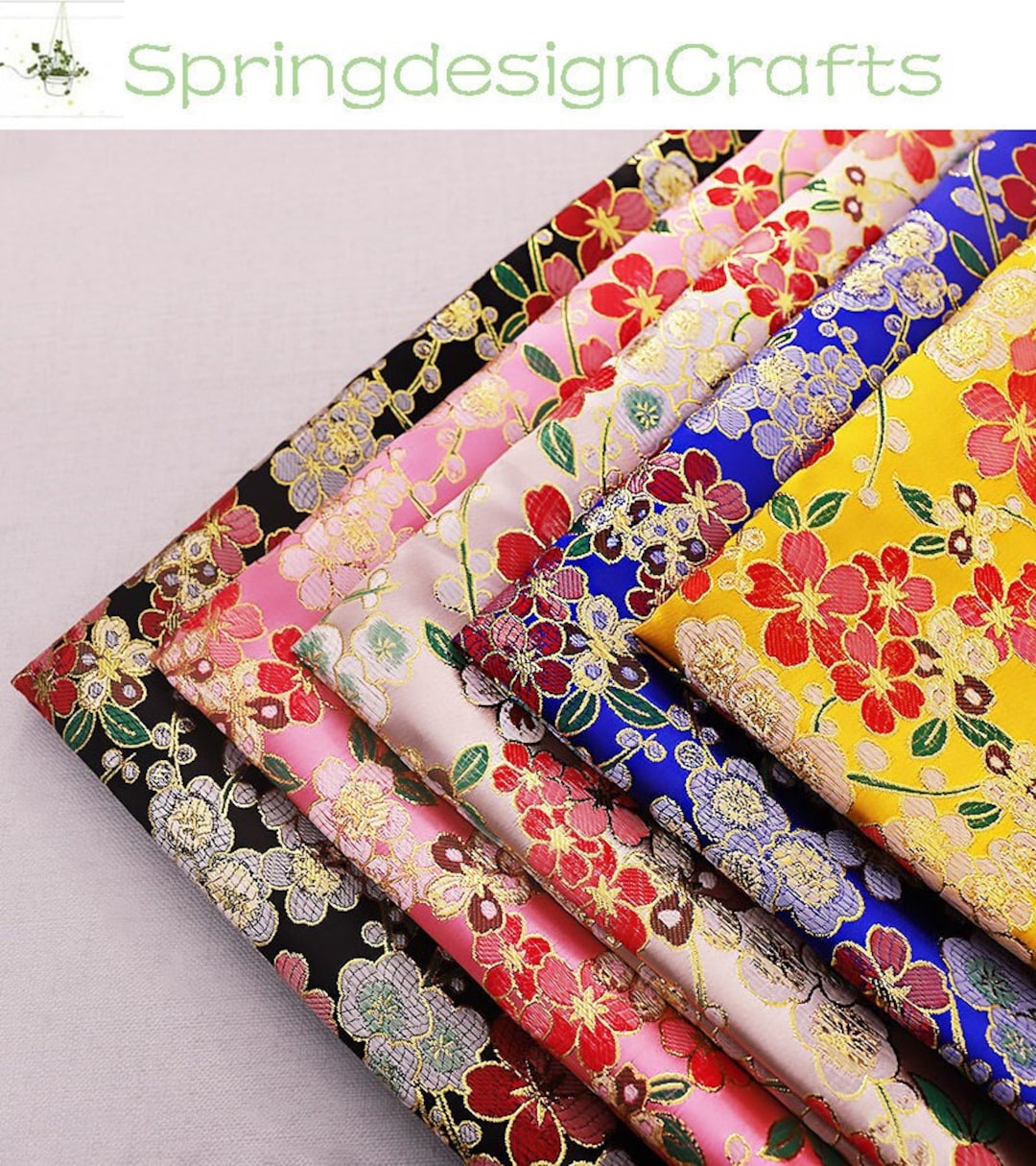 Floral Brocade Fabric by the Yard, Colorful Flower Jacquard Brocade ...