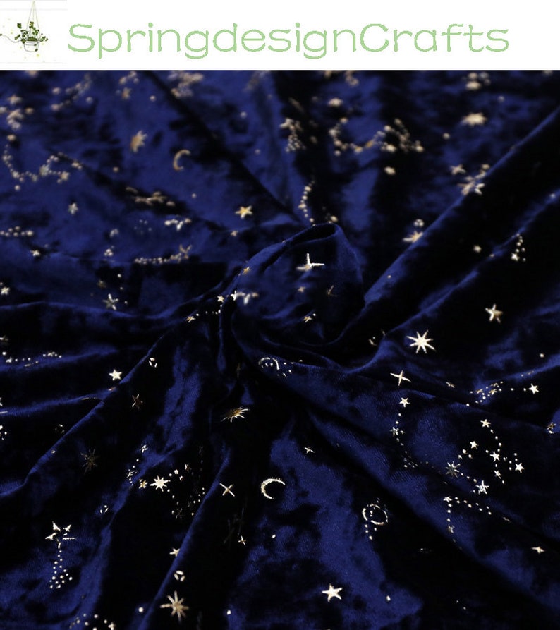 Star Velvet Fabric: Glitter Starry Sky Meteor, Black Blue DIY Material ...