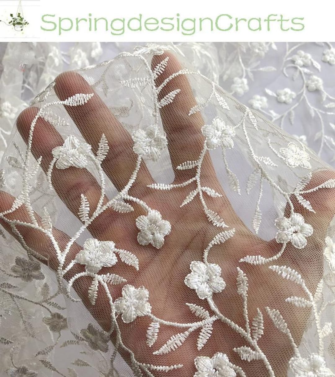 Flower Embroidered Tulle Fabric: Multicolor Floral Mesh, DIY Sewing ...