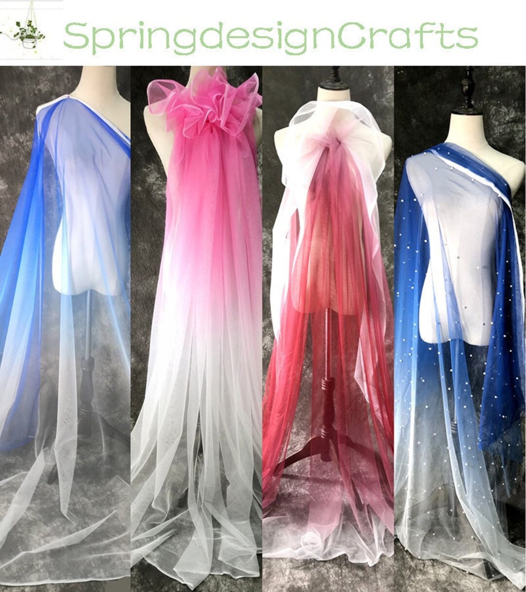 Blue Gradient Fabric by the Yard, Colorful Bead Fabric, Gradient Bead ...