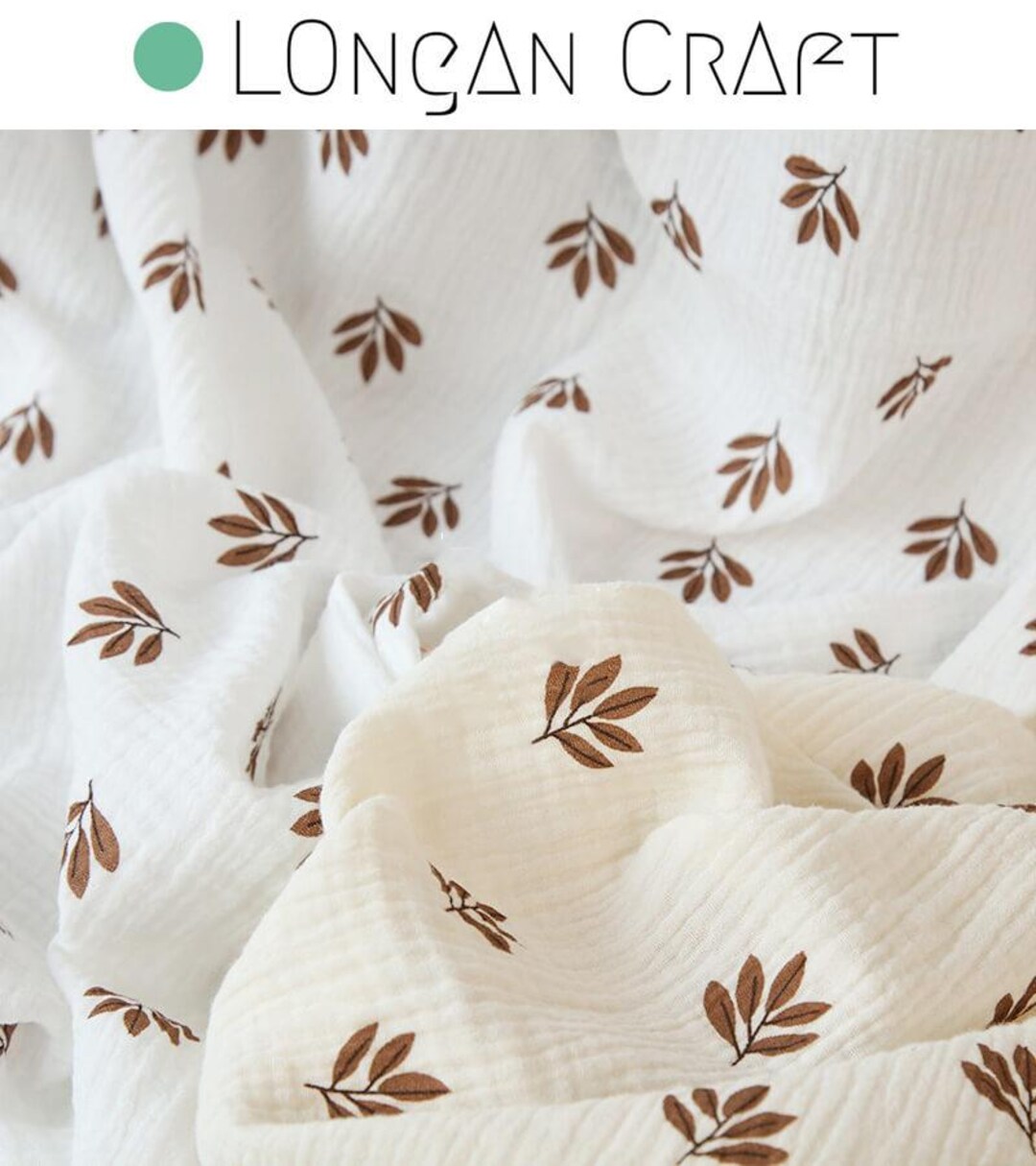 Leaves Print Double Cotton Gauze Fabric: Baby Swaddling Blanket ...