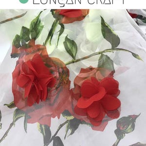 Floral Chiffon Fabric, 3D Flowers Printed Chiffon, DIY Dresses Blouse ...