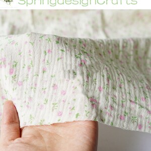 Gauze Floral Fabric, Print Pink Flowers Double Cotton Gauze Fabric, by ...