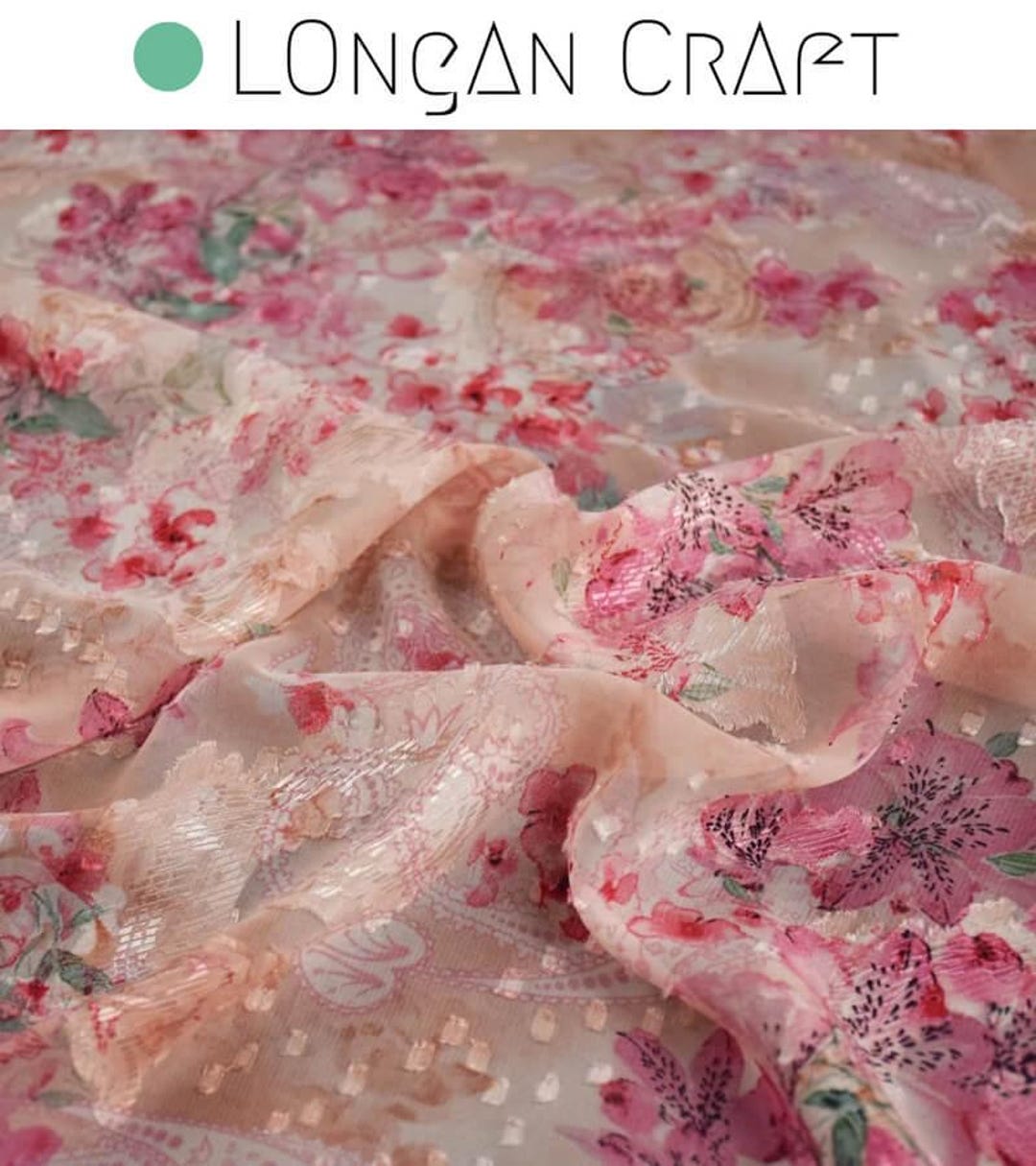 Flower Chiffon Fabric, Pink Flowers Sheer Chiffon Fabric, Soft Thin ...