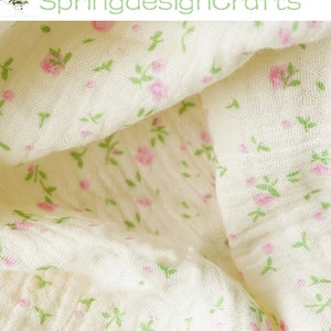 Gauze Floral Fabric, Print Pink Flowers Double Cotton Gauze Fabric, by ...