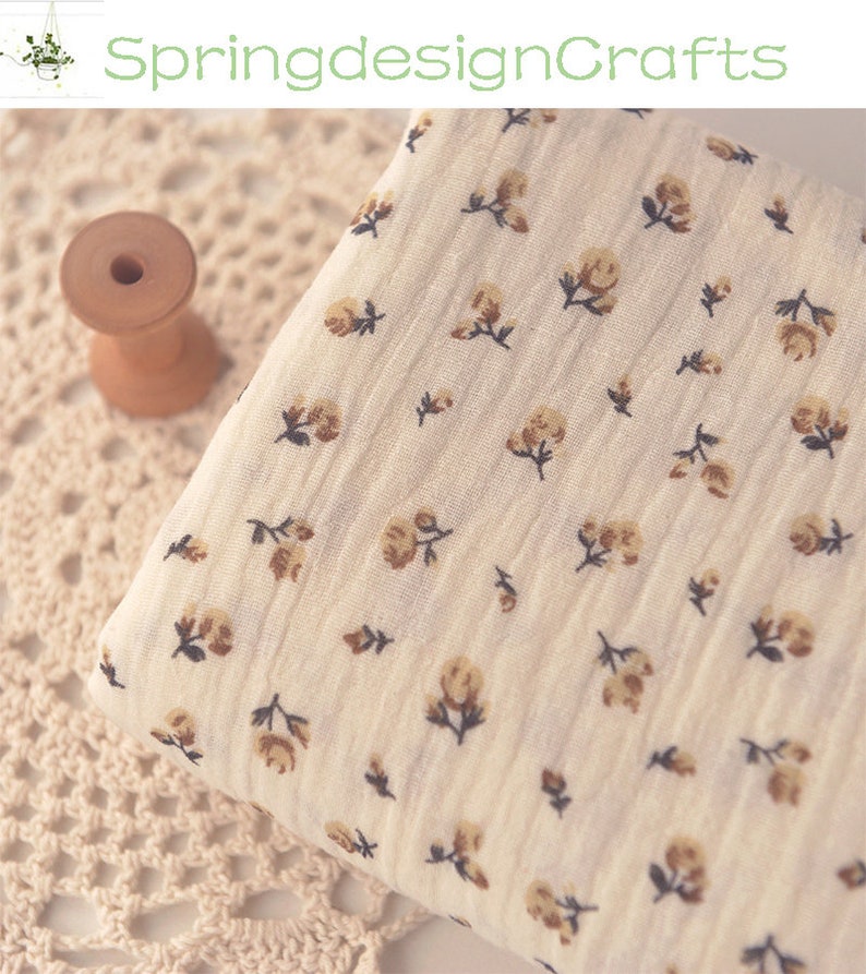 Flower Gauze Fabric Pretty Flower Double Gauze Cotton Fabric - Etsy