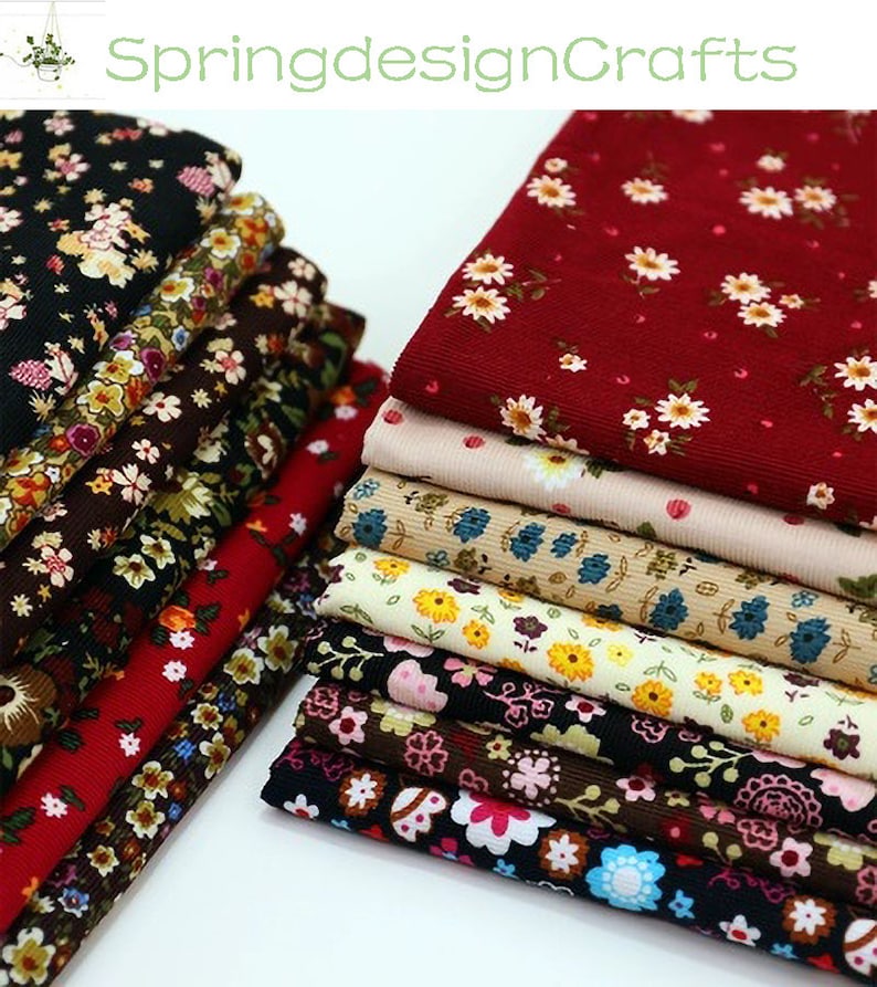 Floral Corduroy Fabric: 21 Wale Corduroy, 100% Cotton Print, DIY Sewing ...
