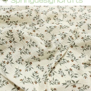 Gauze Fabric Prints, Plant Leaves Double Crinkled Fabric, Baby Cotton ...