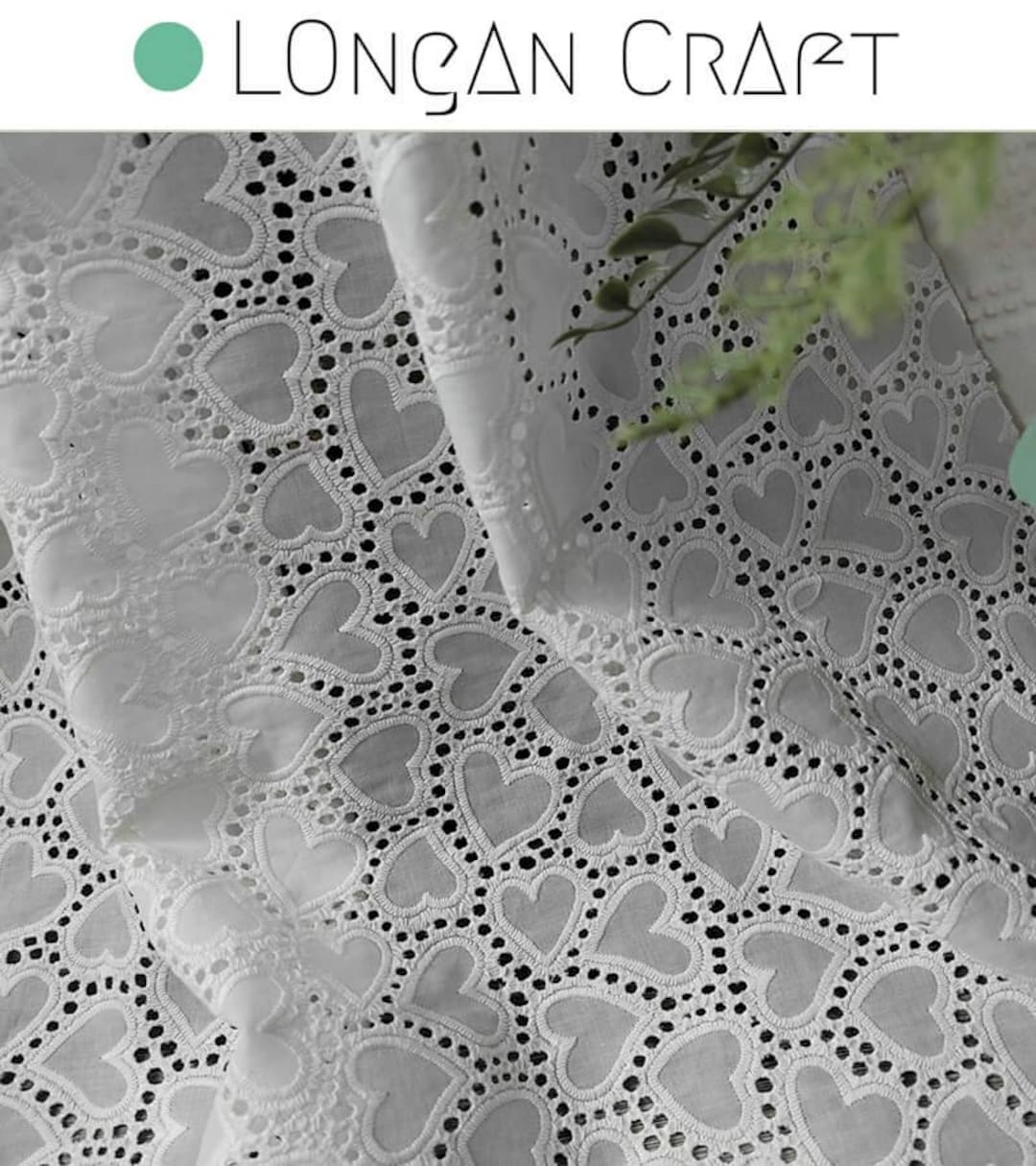 White Eyelet Fabric: Heart Embroidered 100% Cotton Sewing Material - Etsy