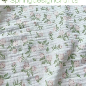 Flower Gauze Fabric, Floral Printed Double 100% Cotton Gauze Fabric ...