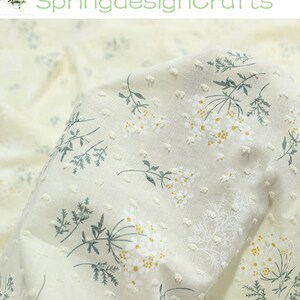 Swiss Dot Fabric by the Yard, Flower Jacquard Cotton Swiss Dot Fabric ...