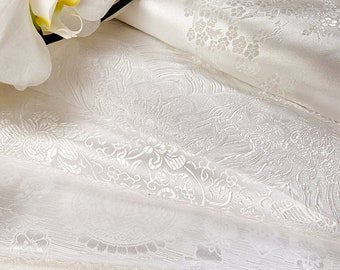 White Brocade Fabric - Etsy