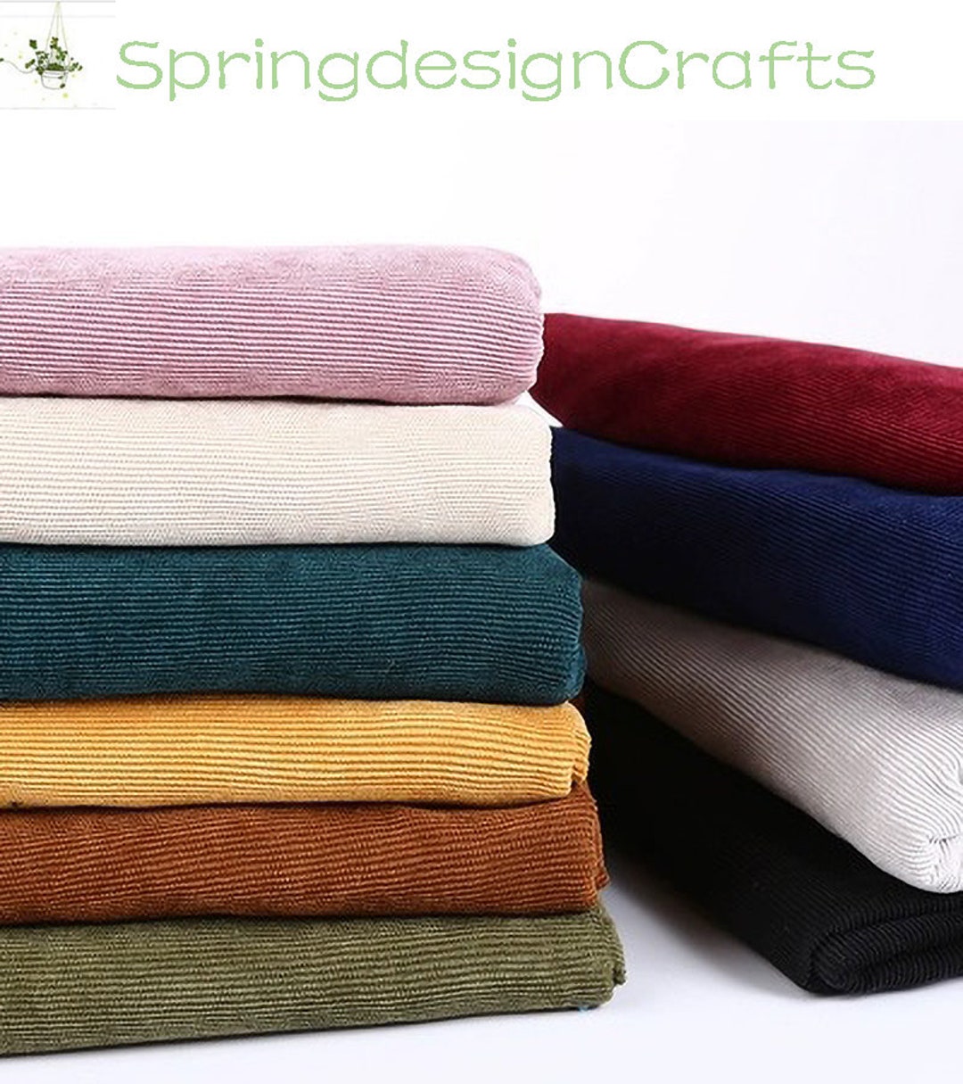 Solid Color Corduroy Fabric by the Yard: 16 Wale Polyester, Sewing ...