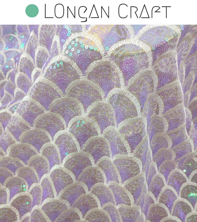 Mermaid Sequin Fabric: Fish Scale Embroidery Tulle, 51 Inch Wide, Stage ...