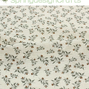 Gauze Fabric Prints, Plant Leaves Double Crinkled Fabric, Baby Cotton ...