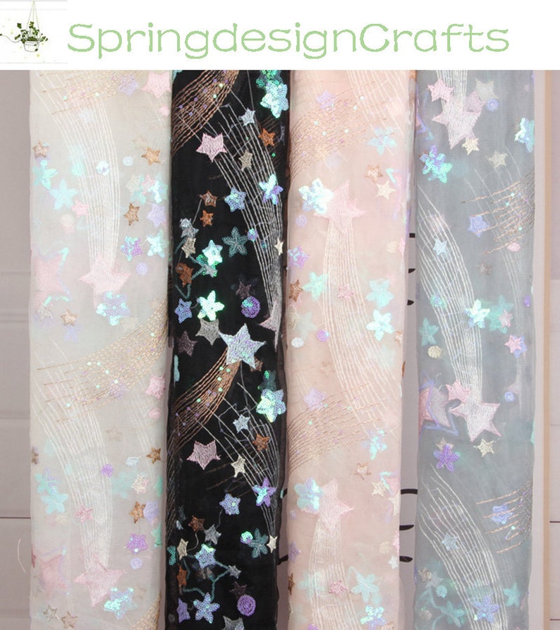 Star Sequin Tulle Glitter Embroidery Sequin Star Tulle - Etsy