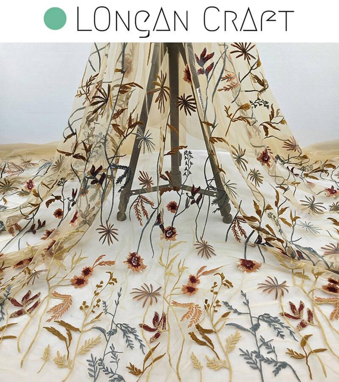 Floral Embroidered Tulle Fabric: DIY Wedding Dress Material, Stage ...