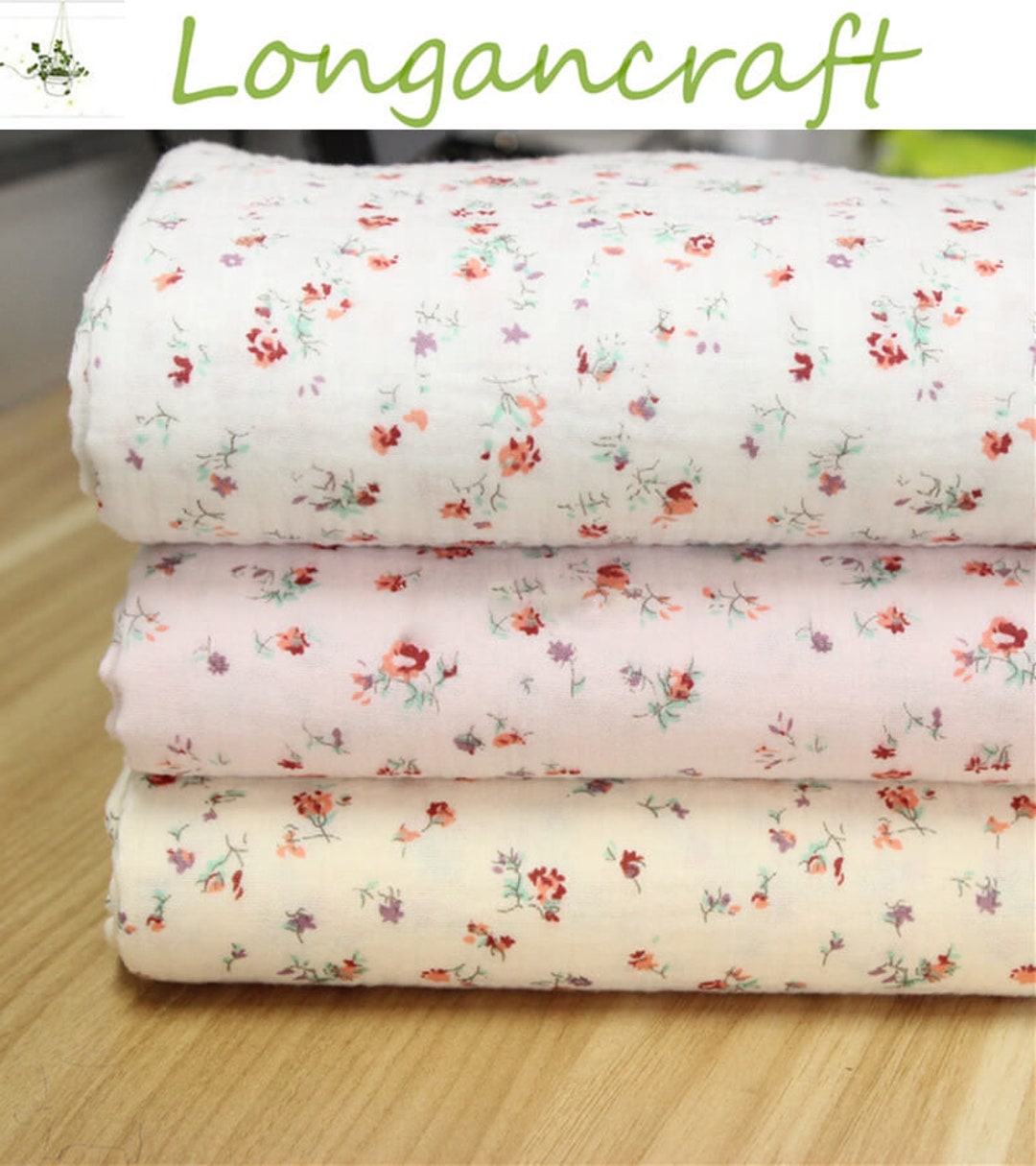 Floral Gauze Fabric, Colorful Flowers Double Cotton Gauze, Crinkled ...