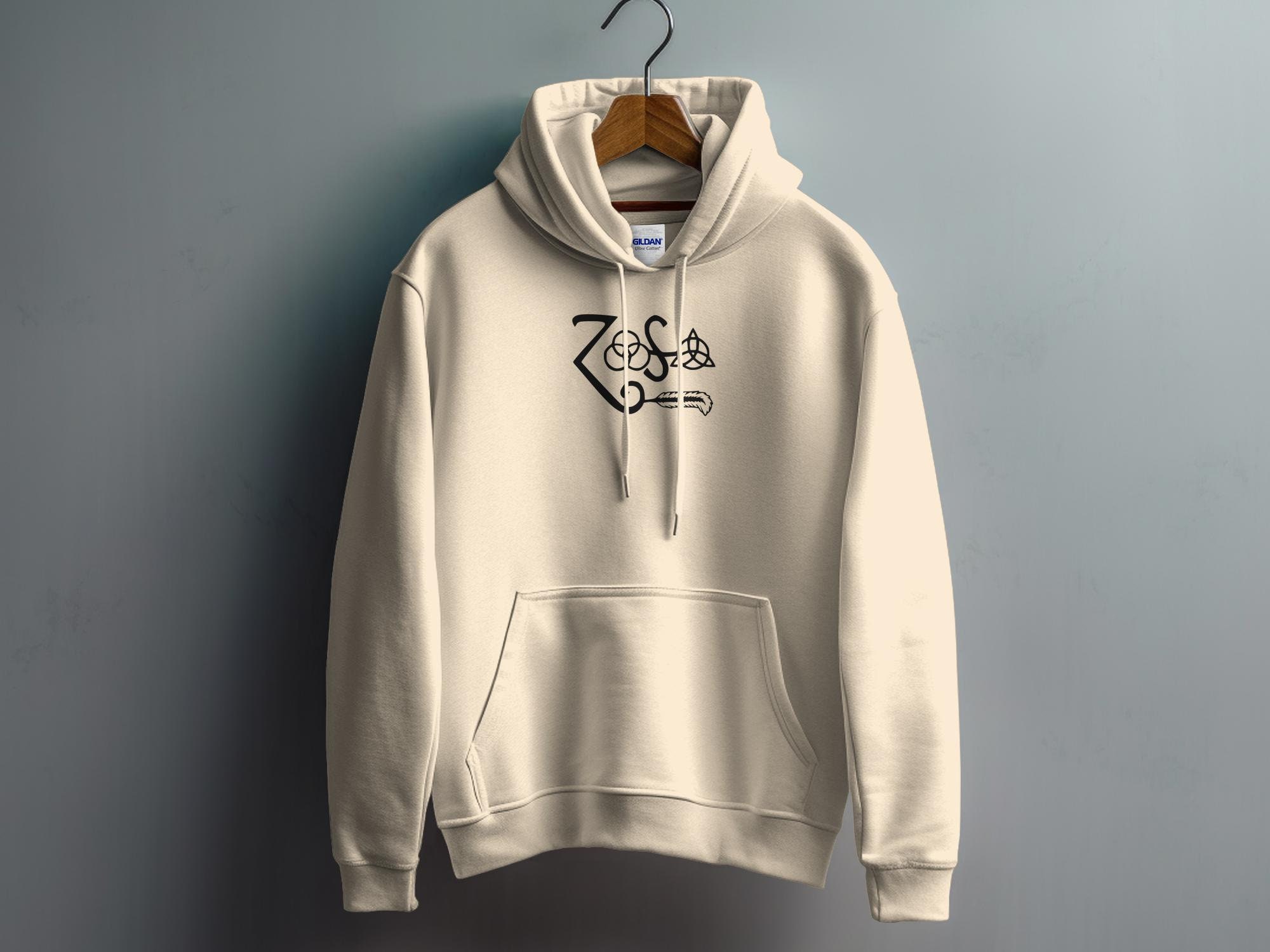 Vintage Led Zeppelin Zoso Symbol Hoodie, Classic Rock Band Merchandise ...