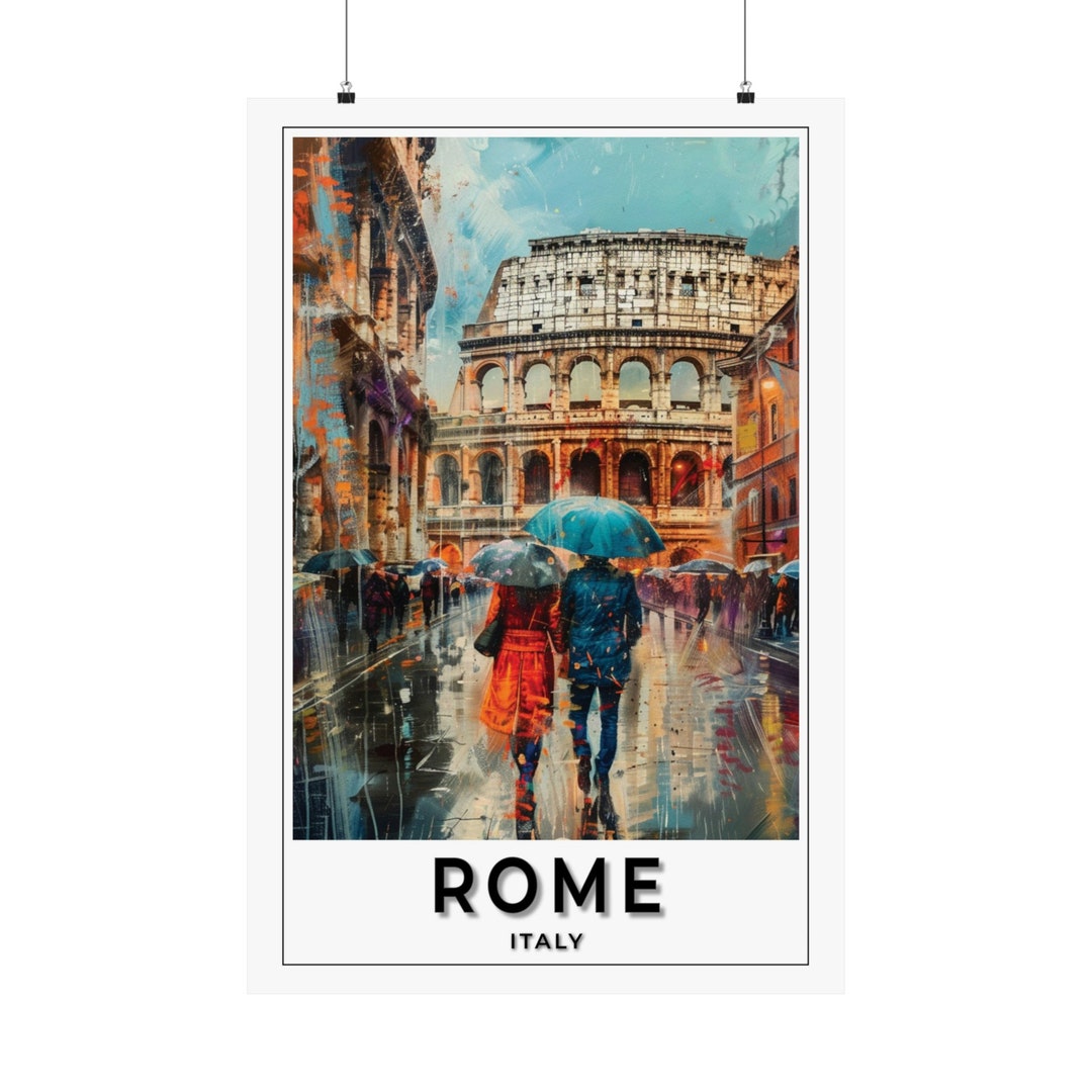 Rome Travel Poster Colosseum Italy Print Ancient Rome Poster Retro Rome ...