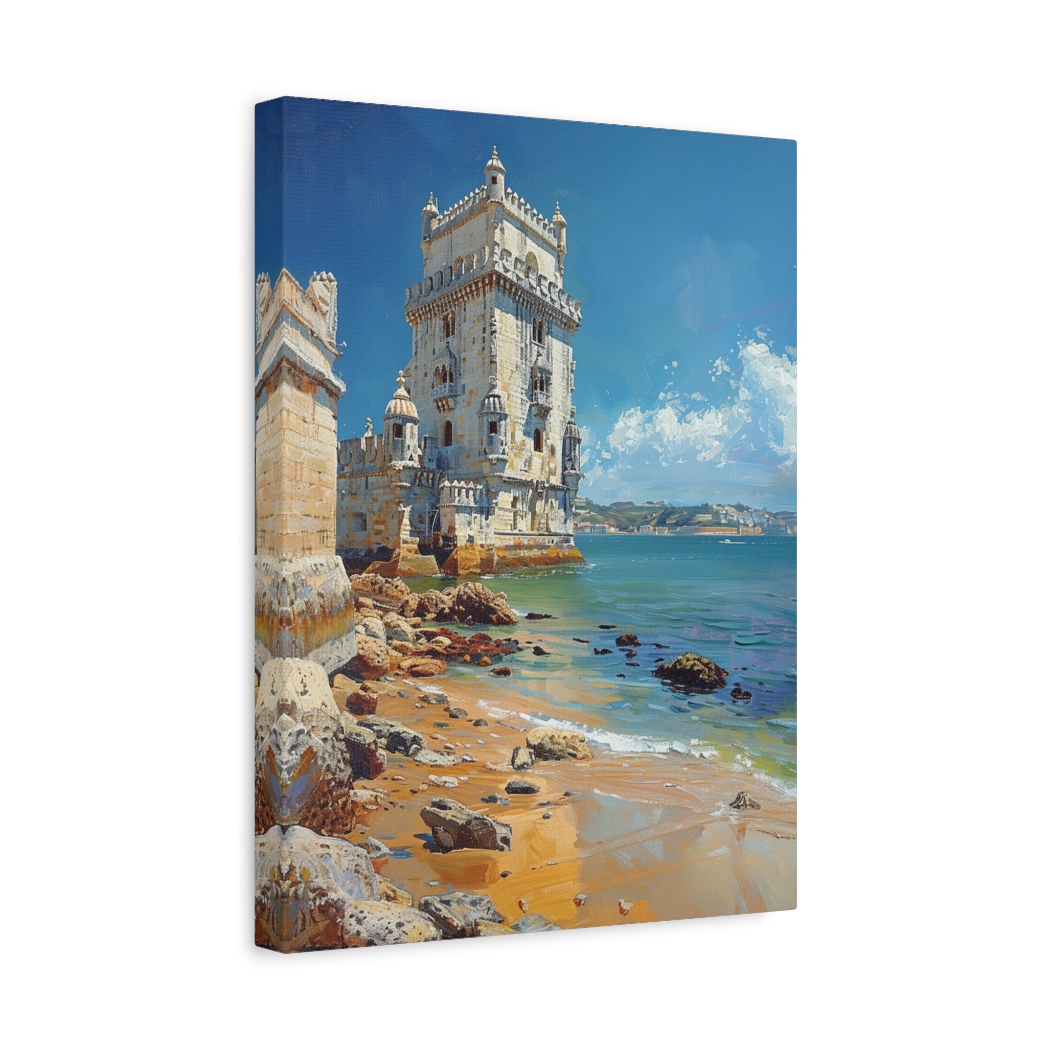 Lisbon Riverside Majesty: Belem Tower in Twilight Portugal Oil Painting ...
