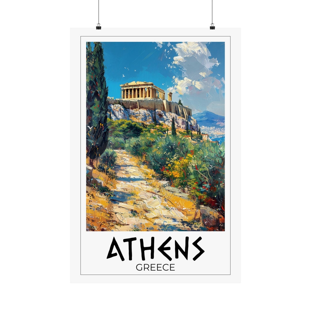 Athens, Greece, Acropolis, Travel Poster, Wall Art Oil Painting Canvas ...