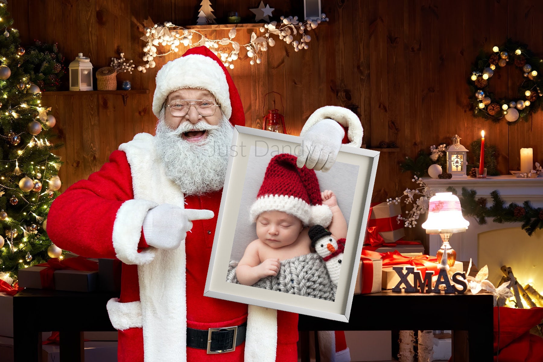 Santa Template Digital Background Christmas Santa Holding - Etsy