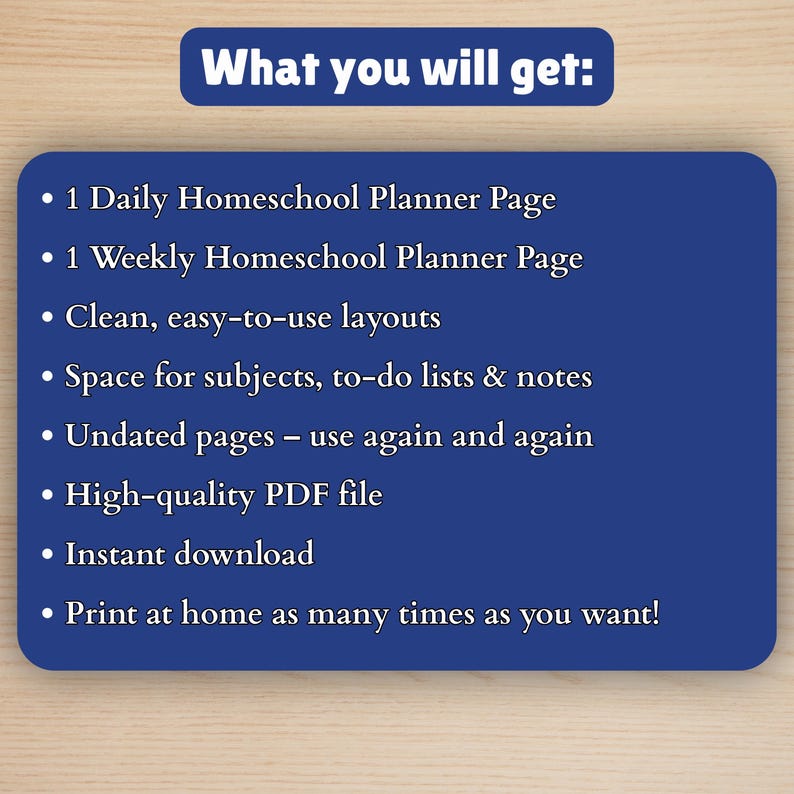 Homeschool Planner Printable Daily Weekly Pages Instant Download PDF - Etsy