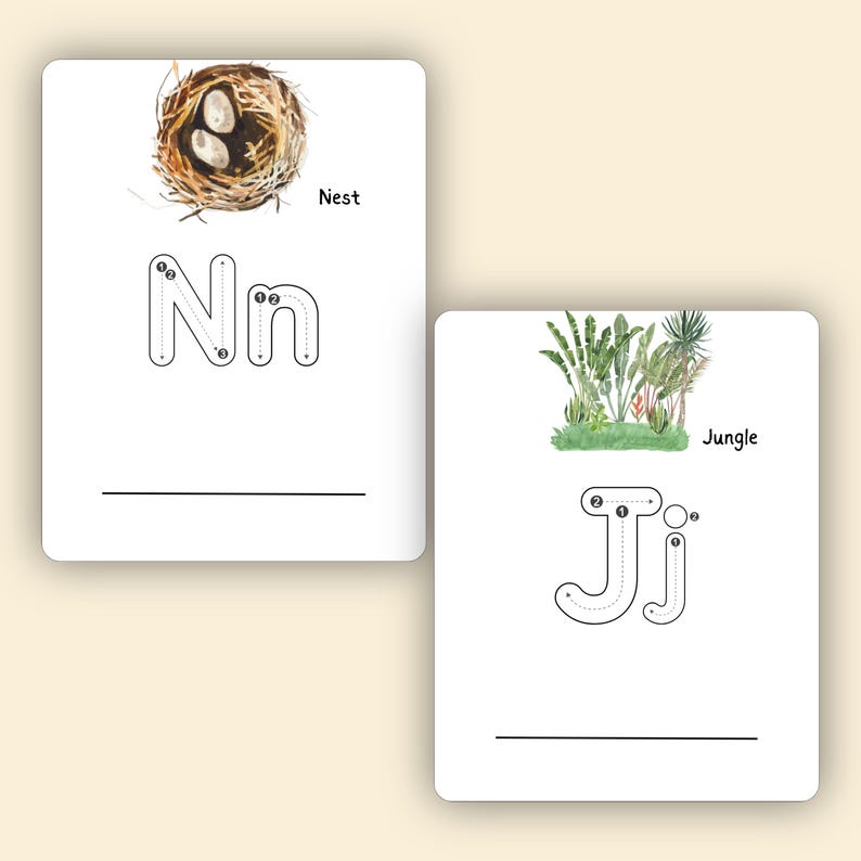 Nature Alphabet Tracing Worksheets A-Z Preschool Handwriting Printable ...