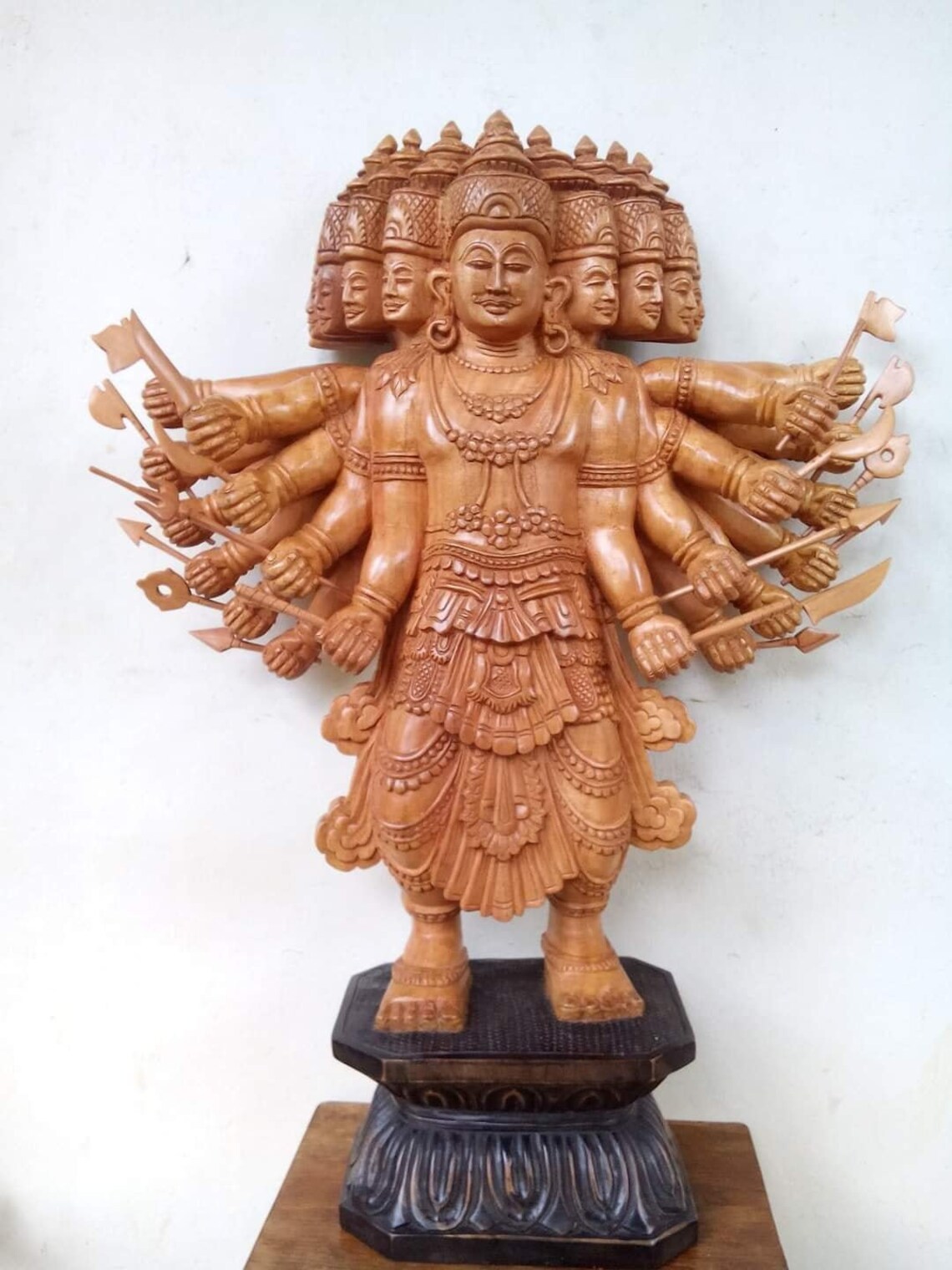 Wooden Lord Ravana on Lotus Ravana SculptureRavana Statue | Etsy