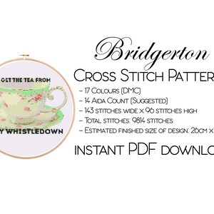 Bridgerton Cross Stitch Pattern Instant PDF Download - Etsy