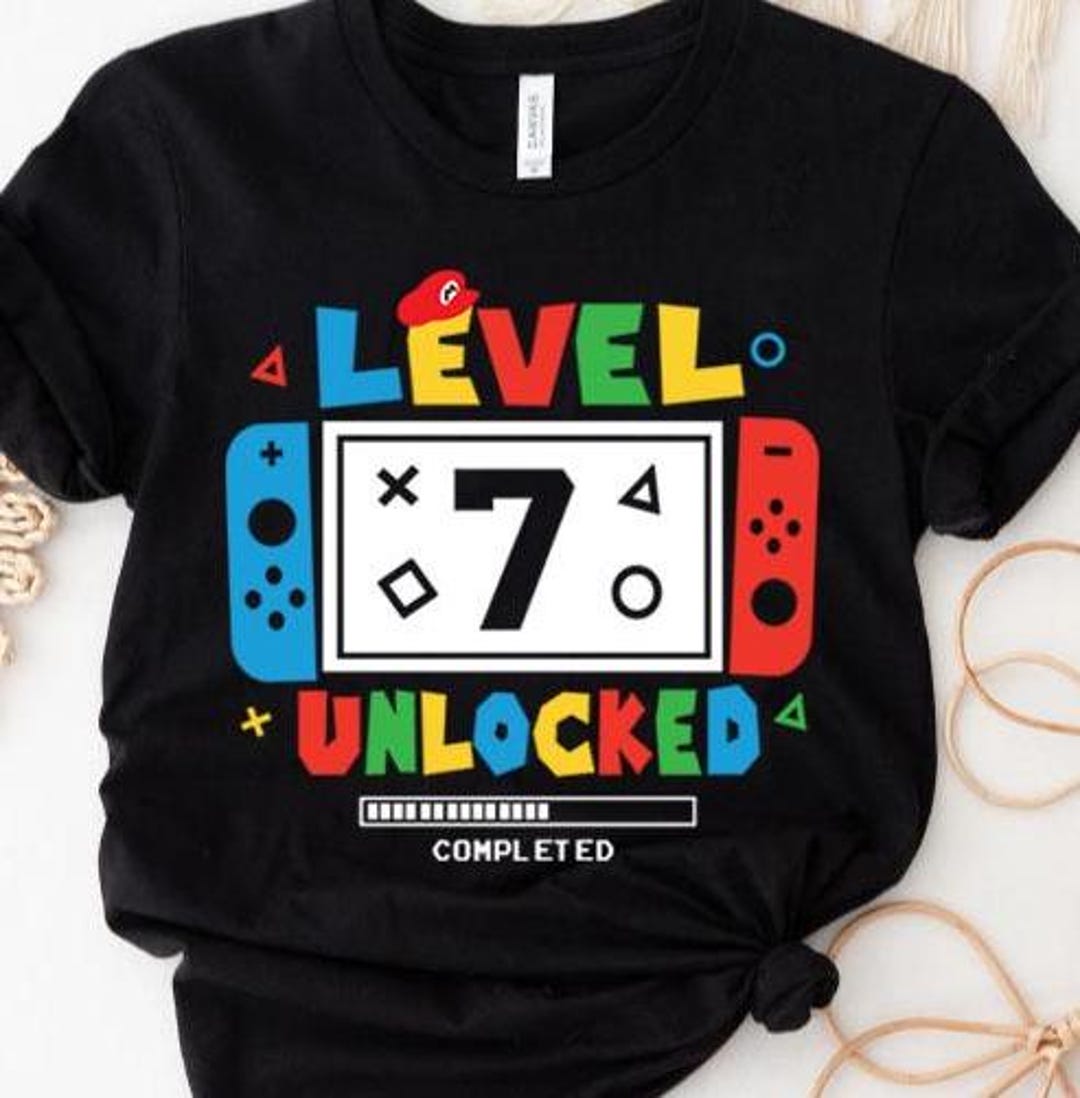 Level 7 Unlocked Birthday PNG , 7th Birthday Boy Gamer PNG , 7 Years ...