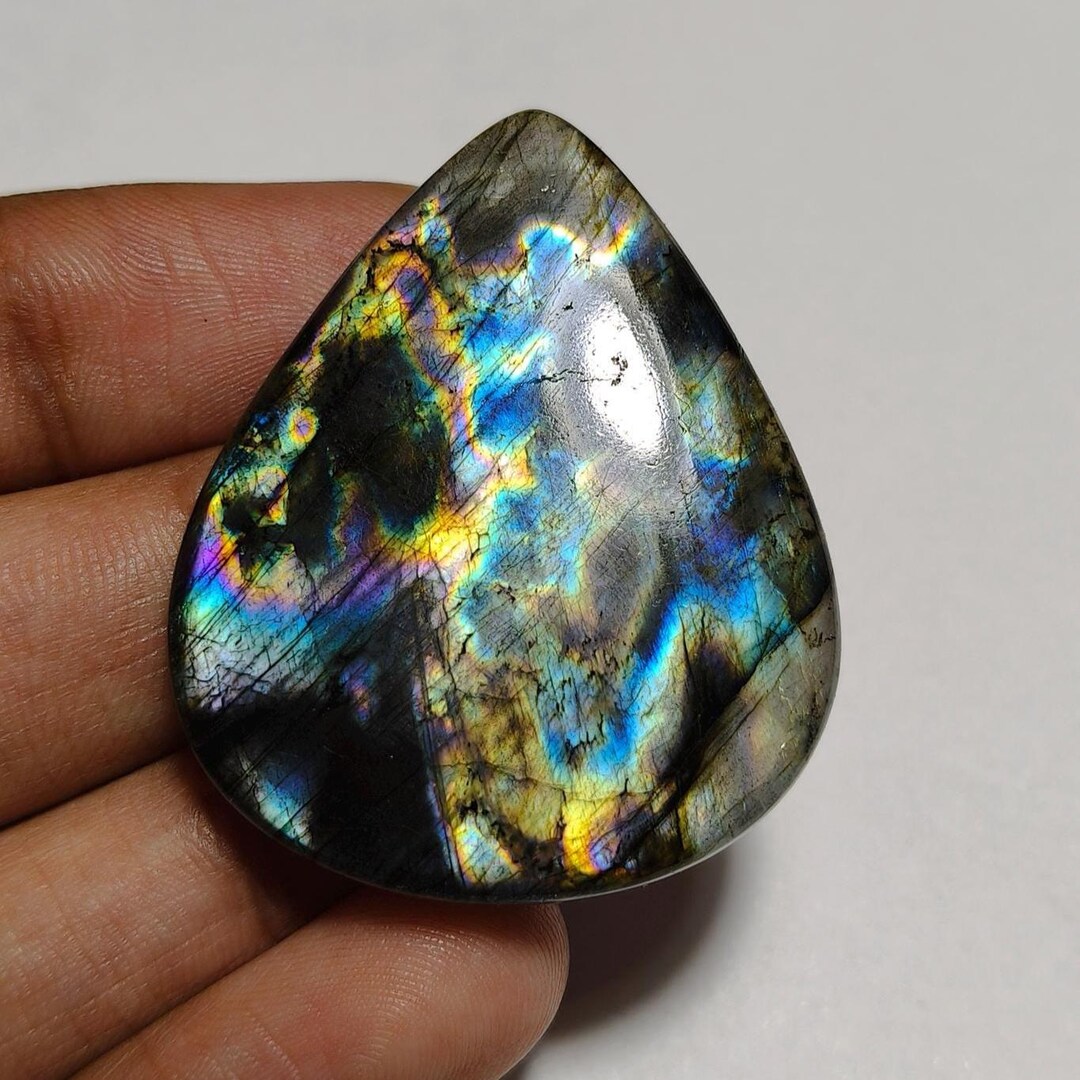 Spectrolite Labradorite Pear Shape Cabochon, Size - 38X32X6 Mm, Fire ...