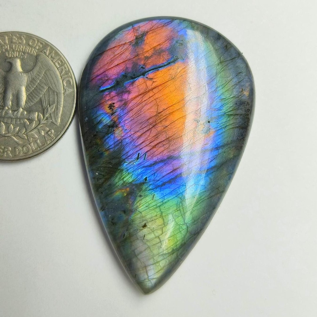 RAINBOW Fire Labradorite Pear Shape Smooth Polish Gemstone Size ...