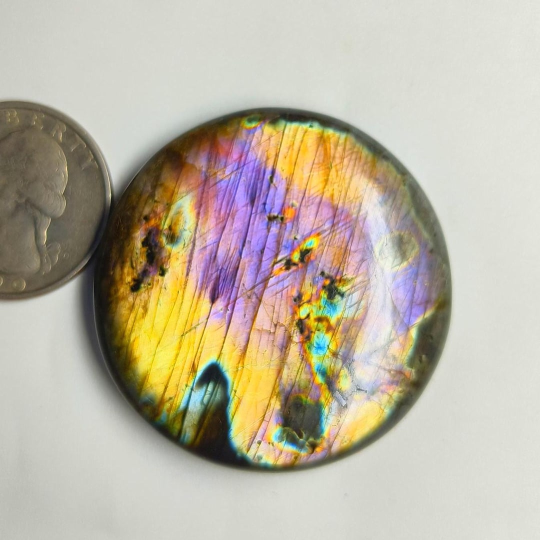 RARE Quality Multi Fire Labradorite Round Shape Loose Gemstone, Size ...
