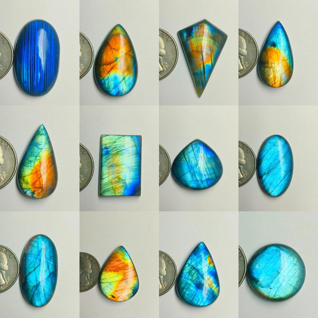 Multi Color Fire Labradorite Handmade Gemstone, AAA+ Fire Smooth High ...