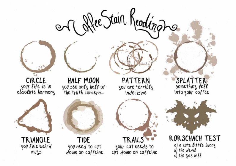 Coffee Stain Reading Coffee Art Print Coffee Stains Coffee Bar Art ...