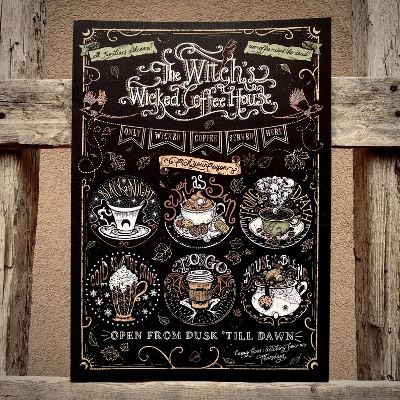 The Witchs Wicked Coffee House Signed Art Print Coffee Art - Etsy